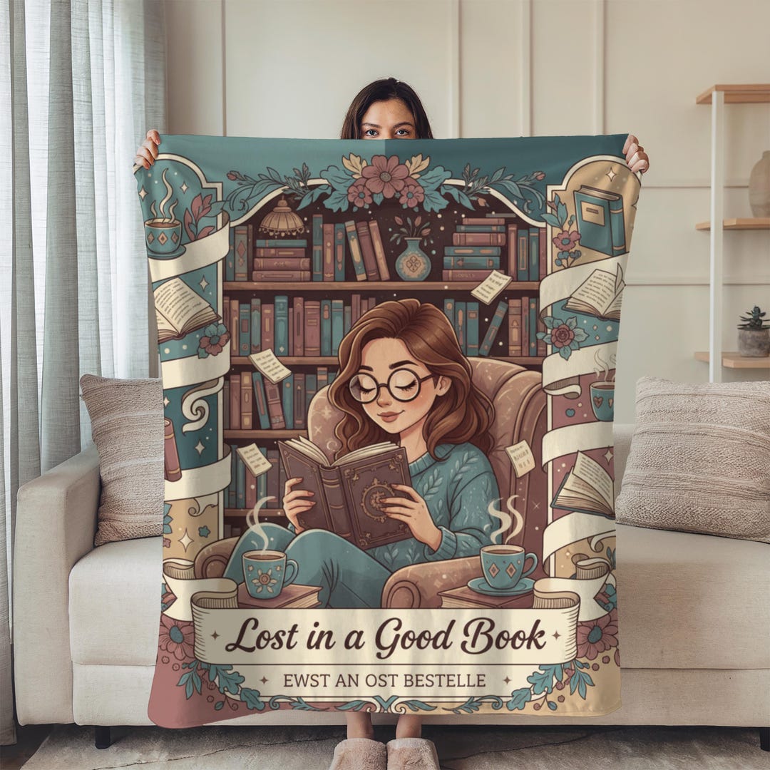 Custom Books & Name Blanket Floral Bookish Library Throw, Personalized ...