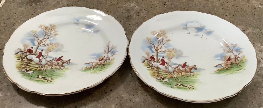 Vintage Regency Bone China Bread Dessert Plate 2 Piece Set Fox Hunt - Etsy