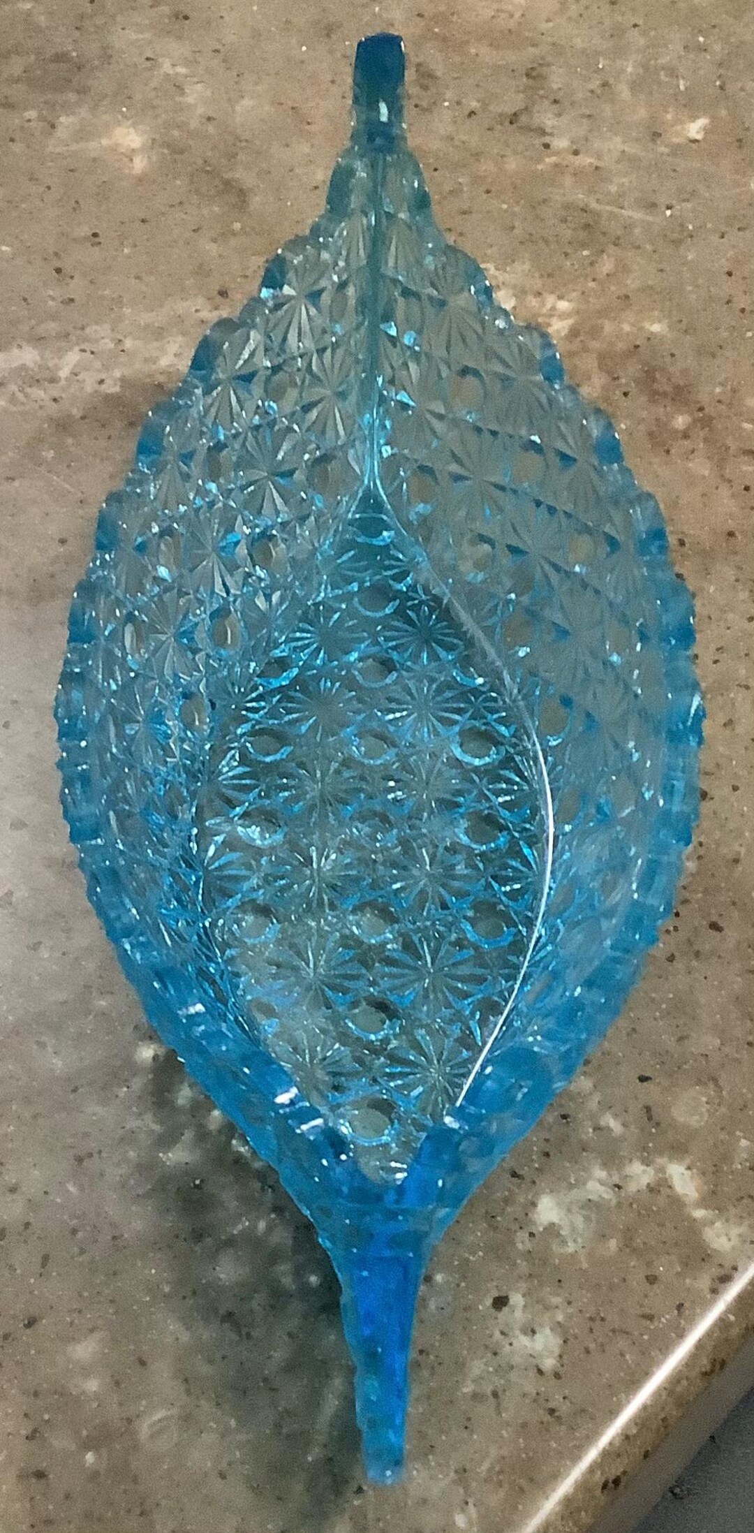 Vintage Blue Daisy Button Art Glass Canoe Bowl Wright Lg - Etsy