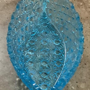 Vintage Blue Daisy Button Art Glass Canoe Bowl Wright Lg - Etsy