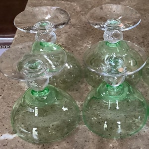 Vintage Fry Green Depression Glass Champagne Tall Sherbet 6 Piece Set ...