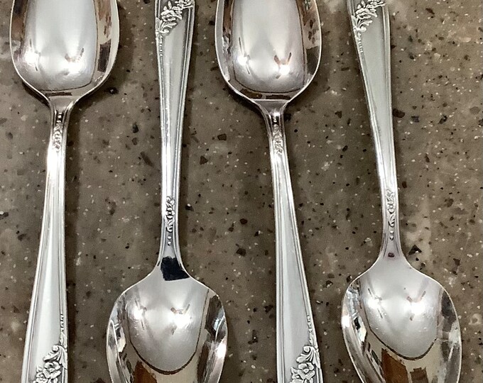 Vintage Oneida Queen Bess Coffee Demitasse Spoon 4 Piece Silverplate ...