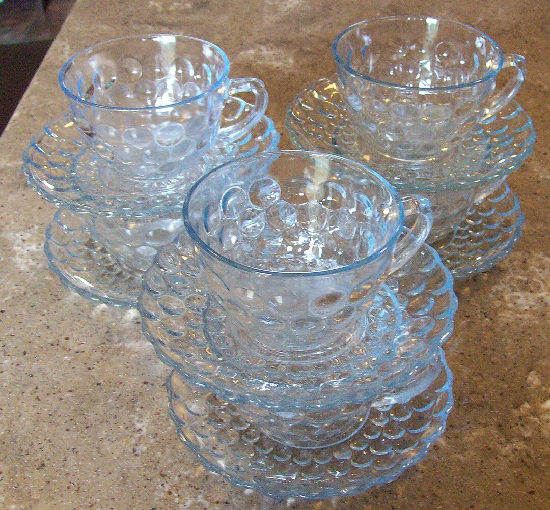 Vintage Fire King Sapphire Blue Bubble Glass Depression Coffee Cup ...
