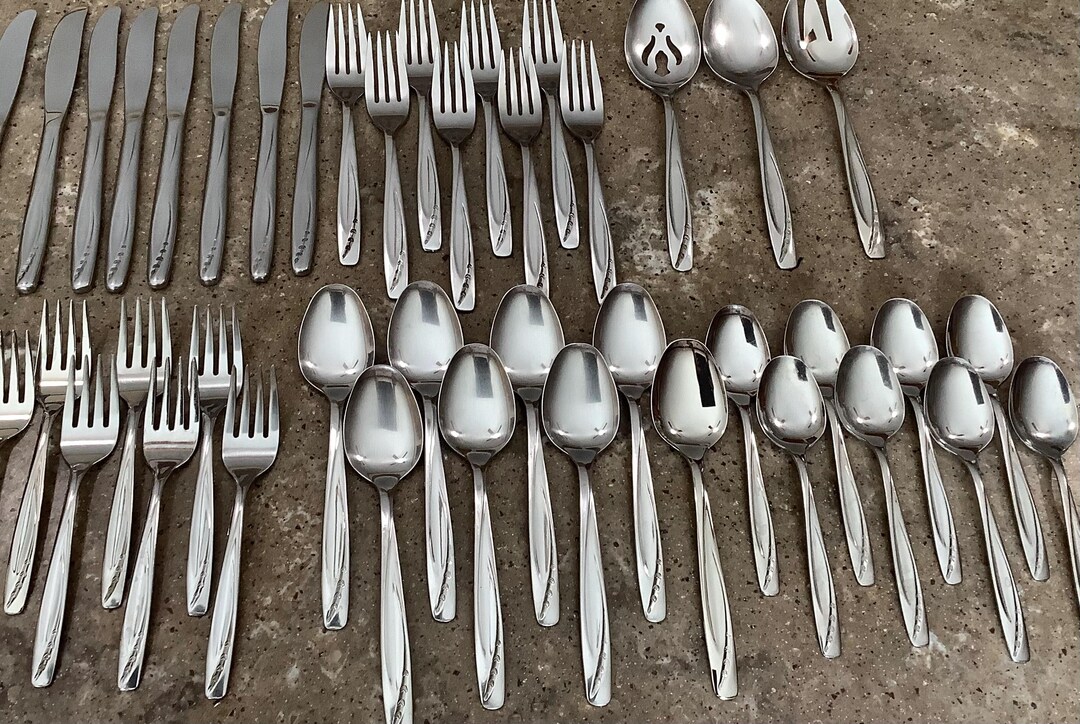 Vintage Lawncrest Stainless Flatware Rogers Cutlery 43 Piece Set - Etsy
