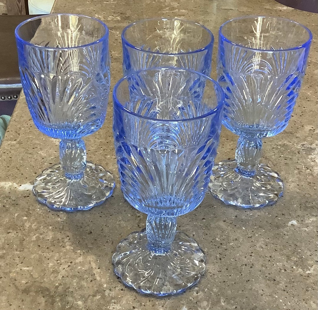 Vintage Cambridge Caprice Moonlight Blue Crystal Goblet 4 Piece Set 10 Ounce Pressed - Etsy