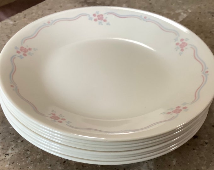 Vintage Corelle English Breakfast Bread Dessert Plate 8 Piece Set Pink ...