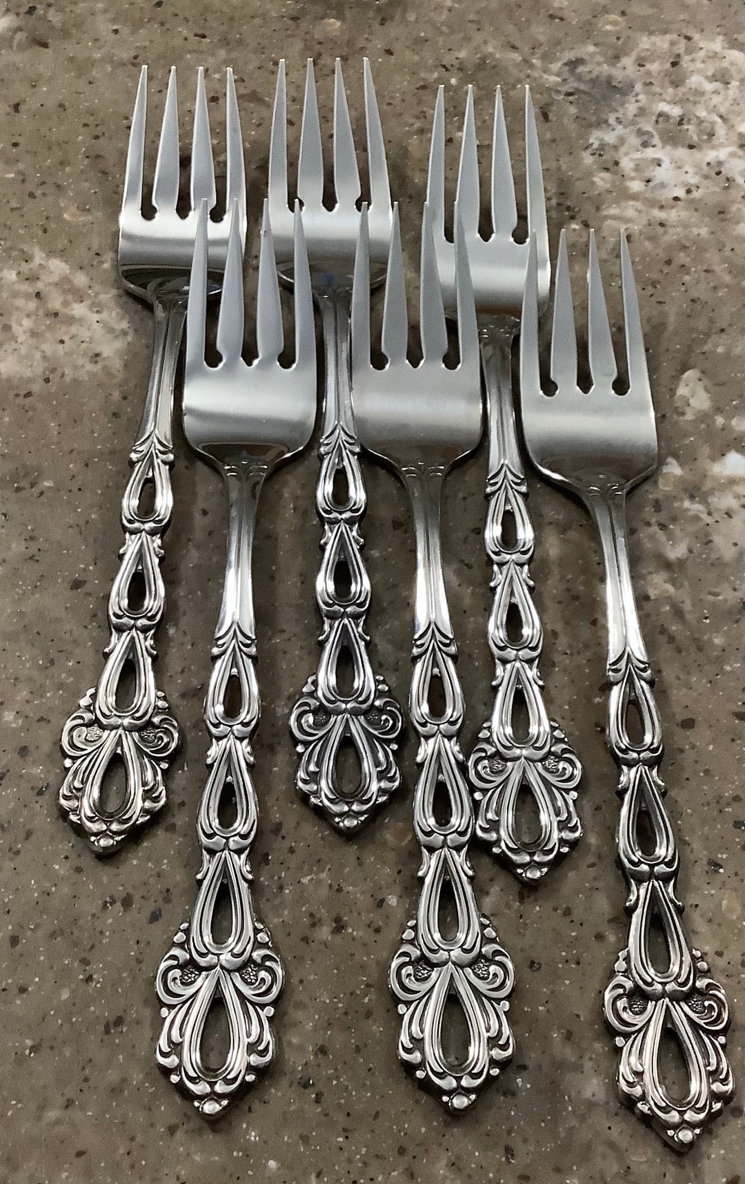Vintage Oneida Chandelier Stainless Salad Fork 6 Piece Flatware Set - Etsy