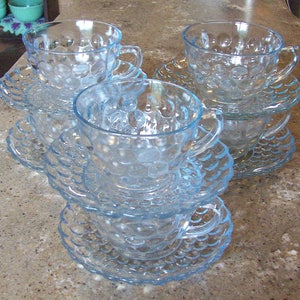 Vintage Fire King Sapphire Blue Bubble Glass Depression Coffee Cup ...