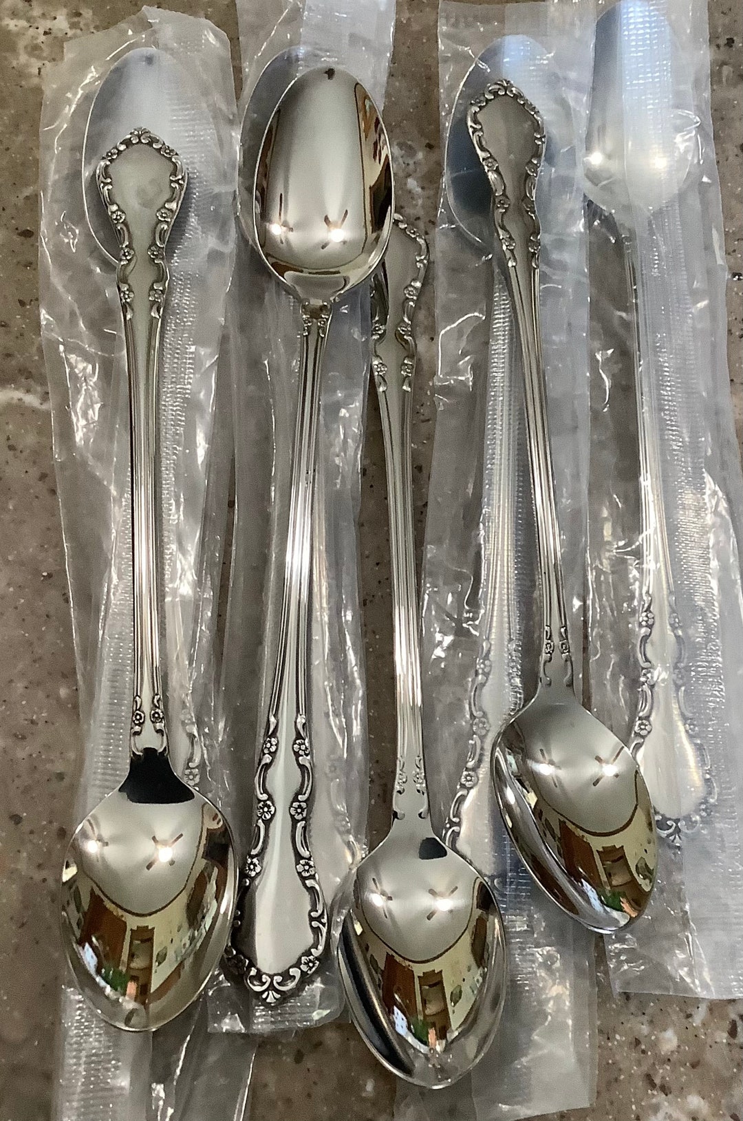 Vintage Oneida Mansion Hall Stainless Iced Tea Spoon 8 Piece Flatware ...