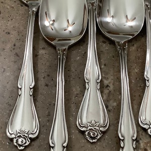 Vintage Oneida Arbor True Rose Stainless Teaspoon 8 Piece Flatware Set ...