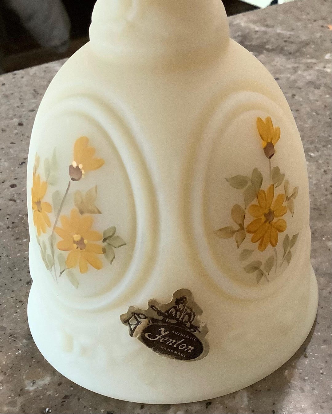 Vintage Fenton Daisy Flower Glass Bell Artist Signed Marilyn Wagner ...