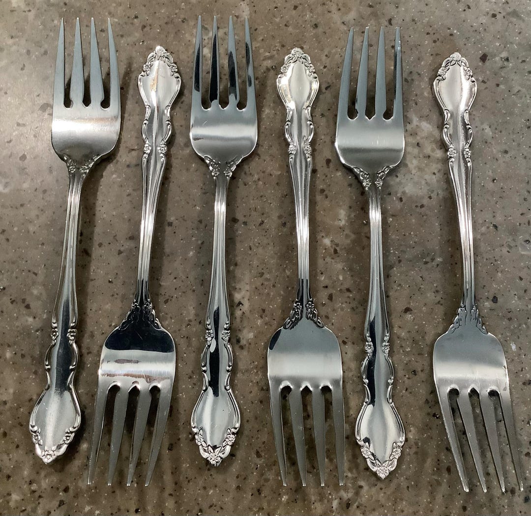 Vintage Oneida Dover Stainless Salad Fork 6 Piece Flatware Set 18/10 ...