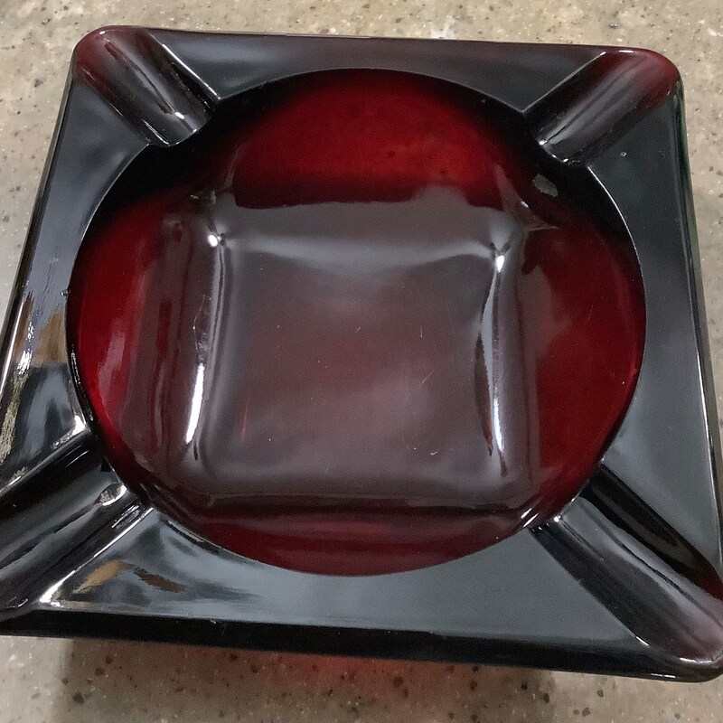 Red Glass Ashtray - Etsy