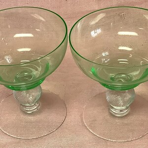 Vintage Fry Green Depression Glass Champagne Tall Sherbet 6 Piece Set ...