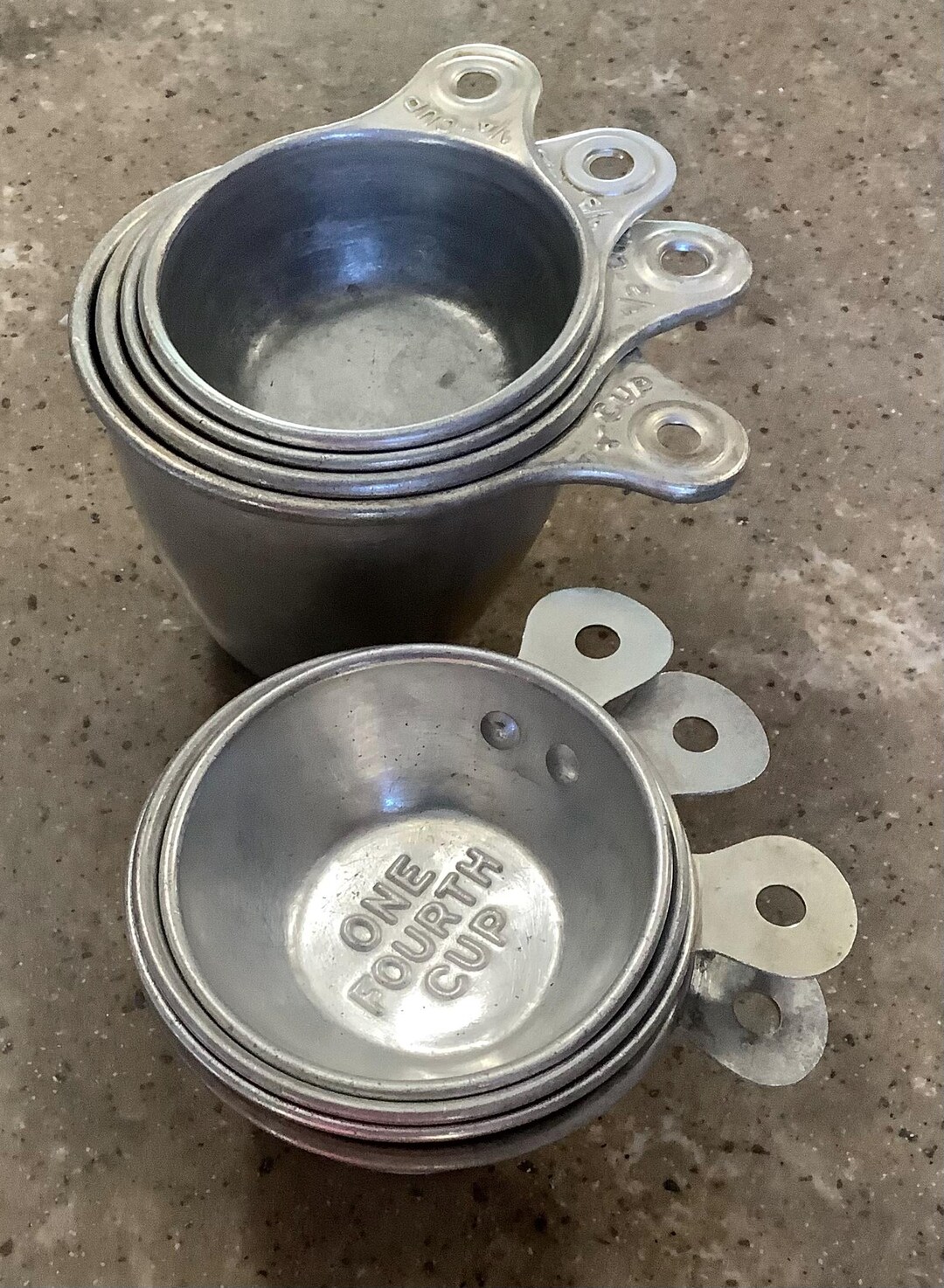 Vintage Aluminum Measuring Graduated Cups Spoon 8 Piece Utensil Kitchen ...