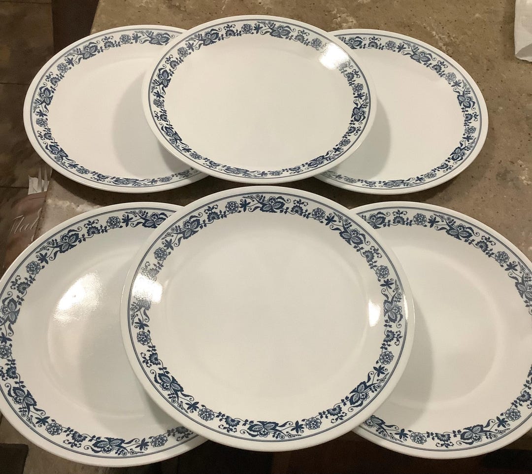 Vintage Corelle Old Town Blue 6 Piece Dinner Plate Set - Etsy