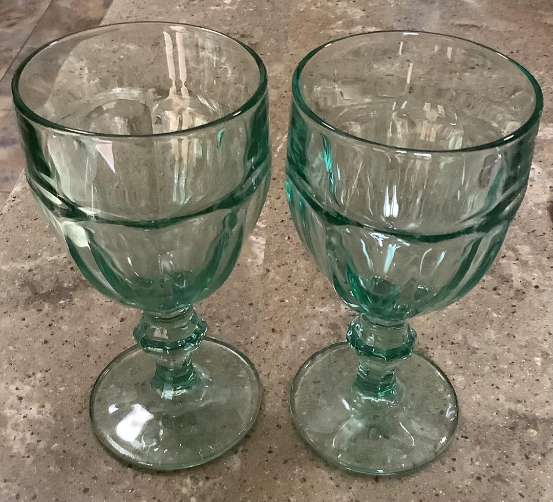 Vintage Libbey Glass Spanish Green Footed Tumbler 2 Piece Glass ...