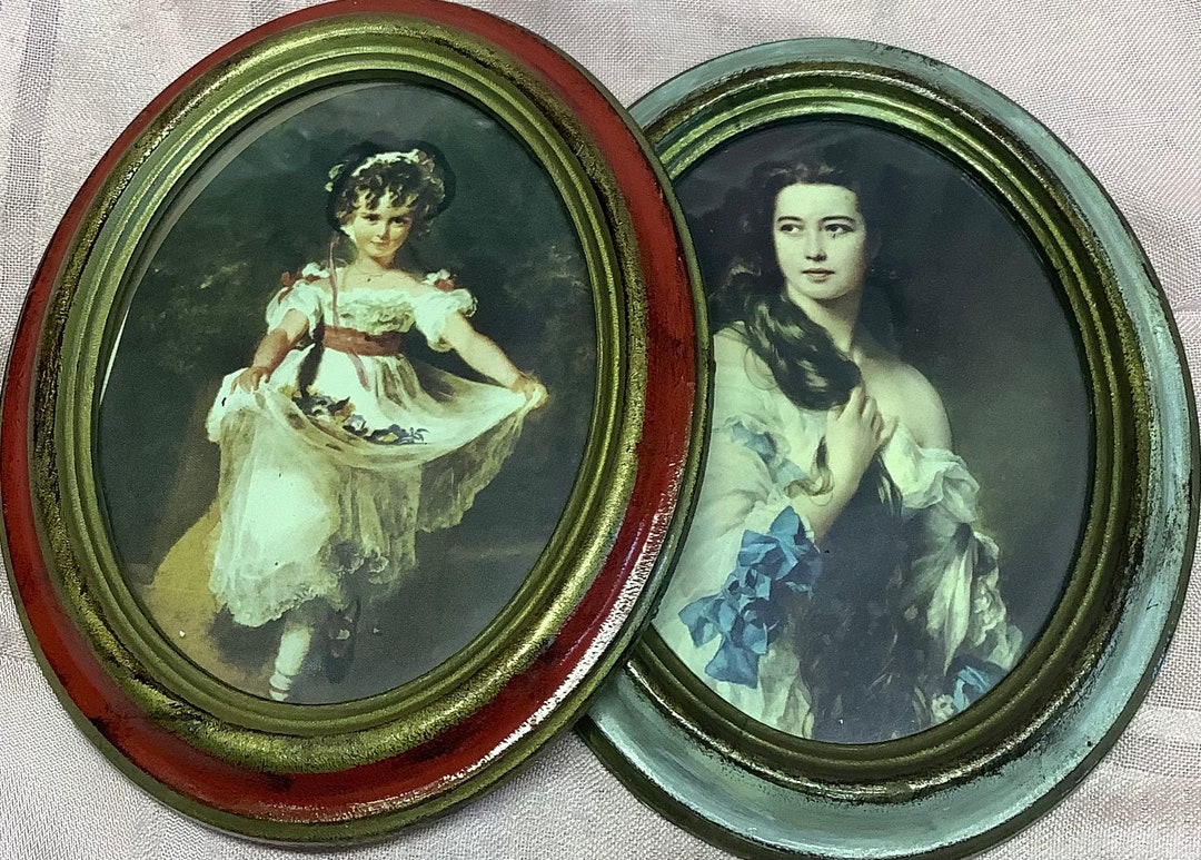 Vintage Italy Victorian Mother Girl 2 Piece Oval Framed Set Lobeco Wall ...