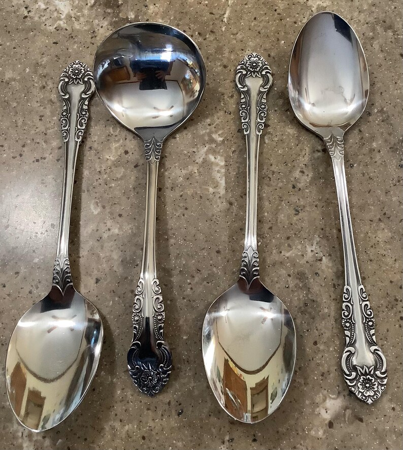 Vintage Adcraft Alissa Serving Spoon Ladle 4 Piece Stainless Flatware ...
