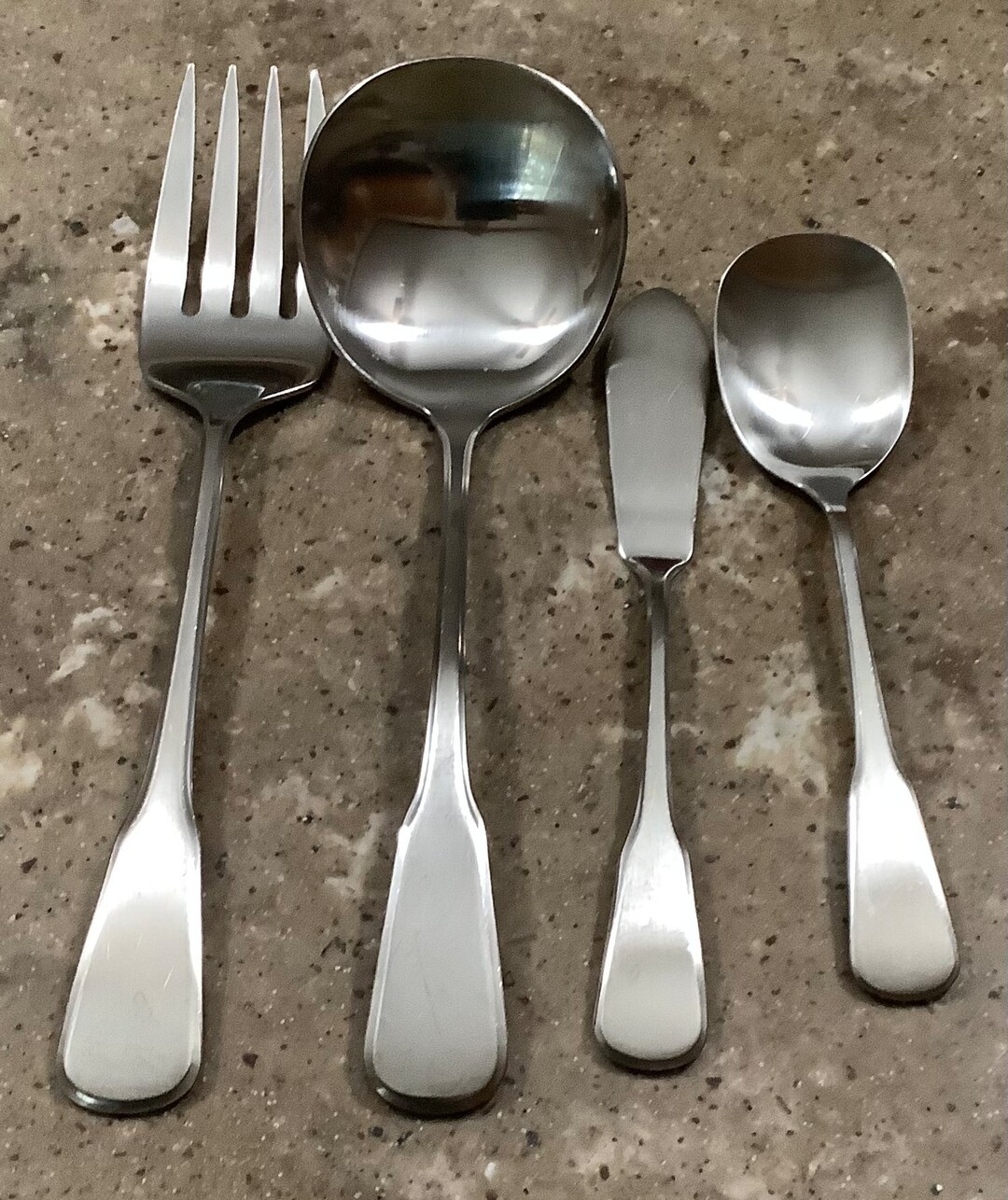 Vintage Oneida Independence Stainless Ladle Fork 4 Piece Flatware Set ...