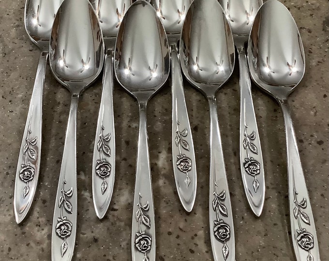 Vintage Oneida My Rose Stainless Teaspoon 8 Piece Flatware Set Betty ...