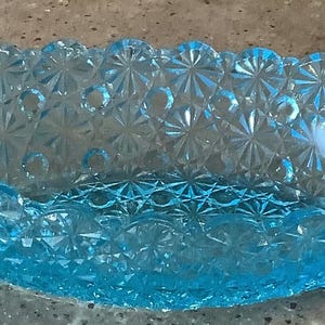Vintage Blue Daisy Button Art Glass Canoe Bowl Wright Lg - Etsy