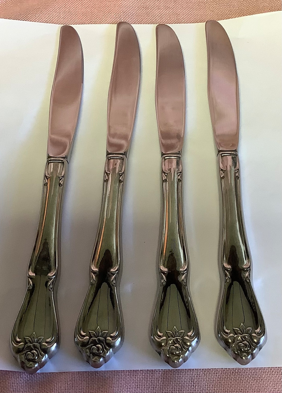 Vintage Oneida True Arbor Rose Dinner Knife 4 Piece Stainless - Etsy