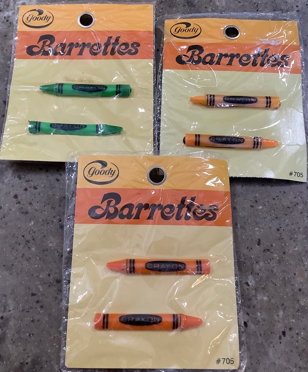 Vintage Goody Crayon Hair Barrette Wire Clasp 6 Piece Set Original ...