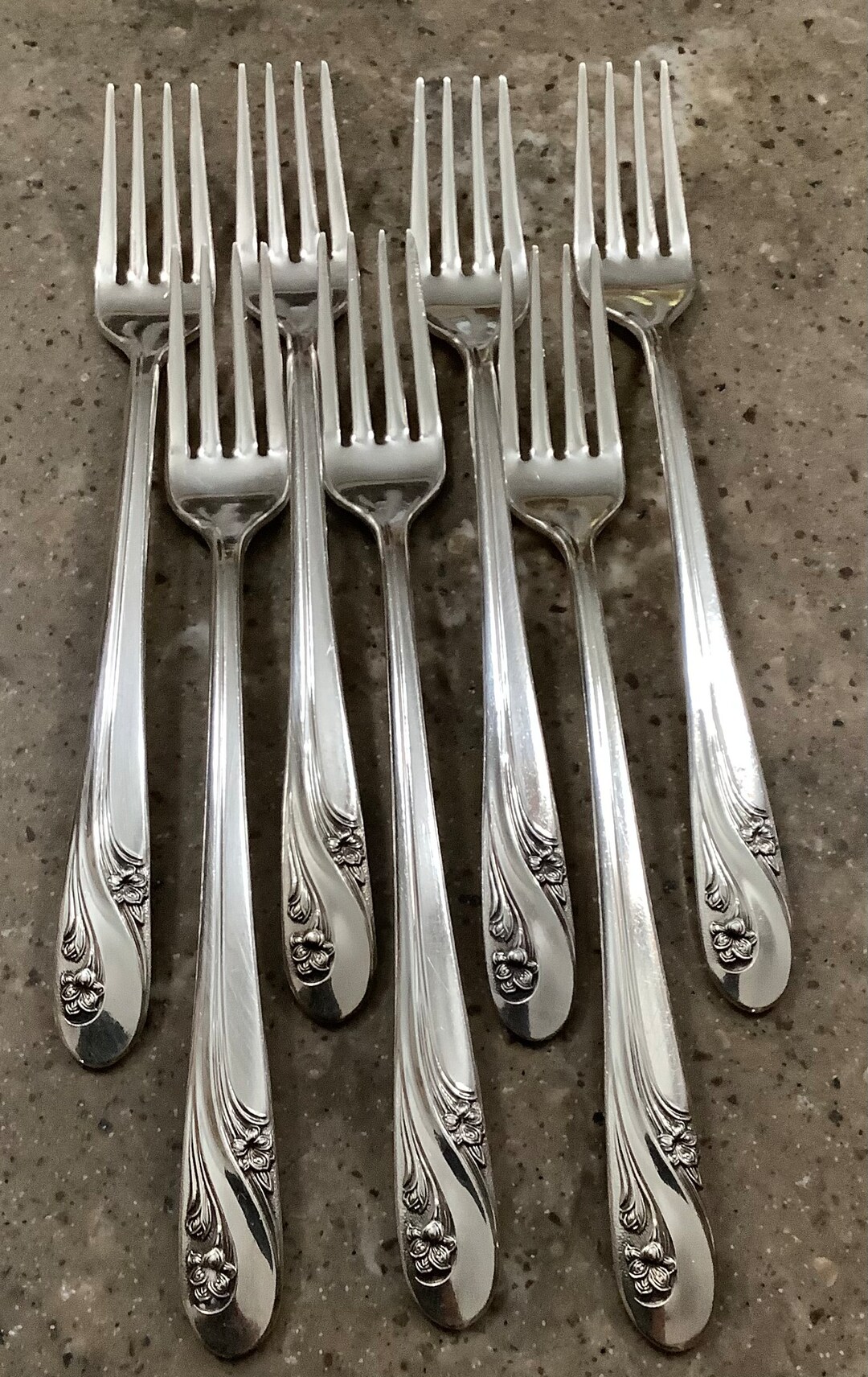 Vintage Romance Holmes Edwards Silverplate 7 Piece Dinner Fork Flatware ...