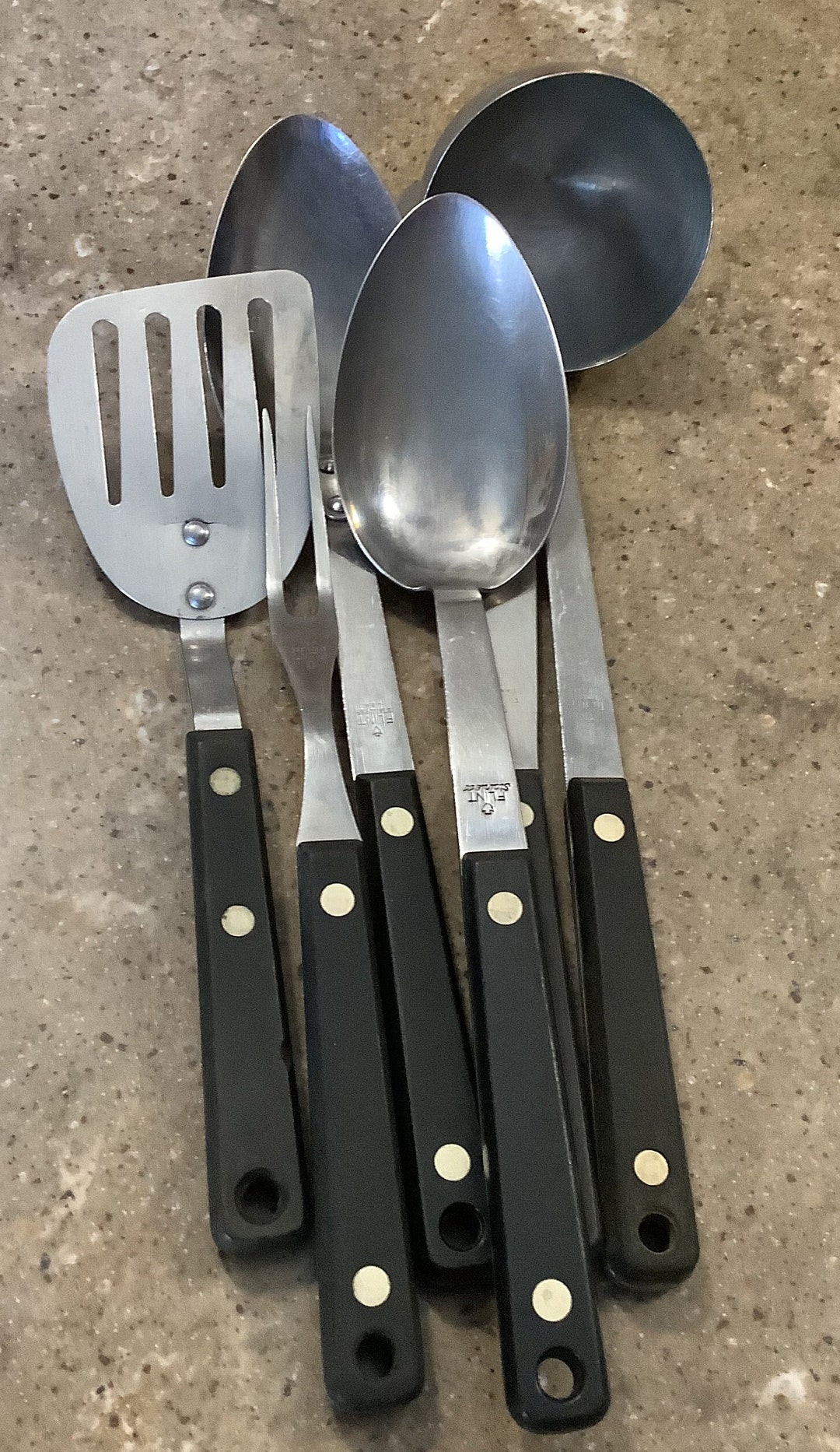 Vintage Ekco Flint Kitchen Utensils 6 Piece Stainless Set Ladle Spoon ...