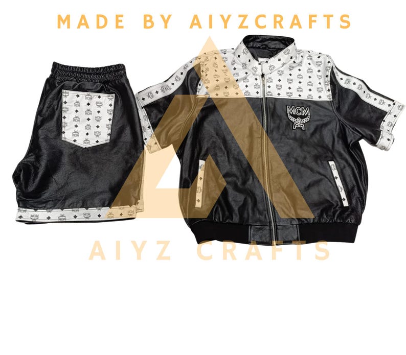 Handmade MCM Leather Suit: Men's Luxury Bomber Jacket & Trousers - Etsy
