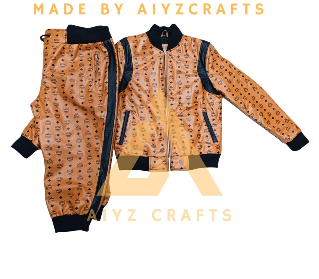 Handmade MCM Leather Suit: Men's Luxury Bomber Jacket & Trousers - Etsy