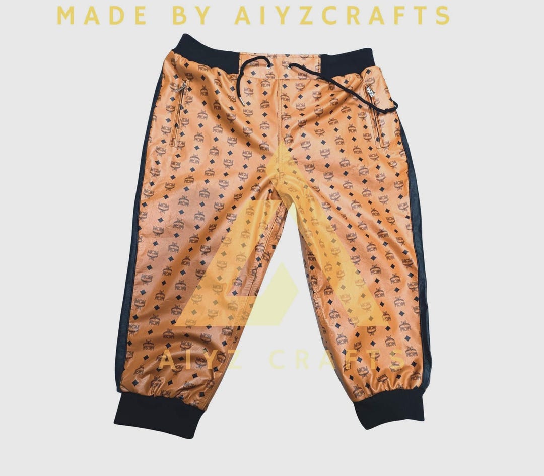 MCM Leather Pants: Slim Fit Lambskin Designer Trousers - Etsy