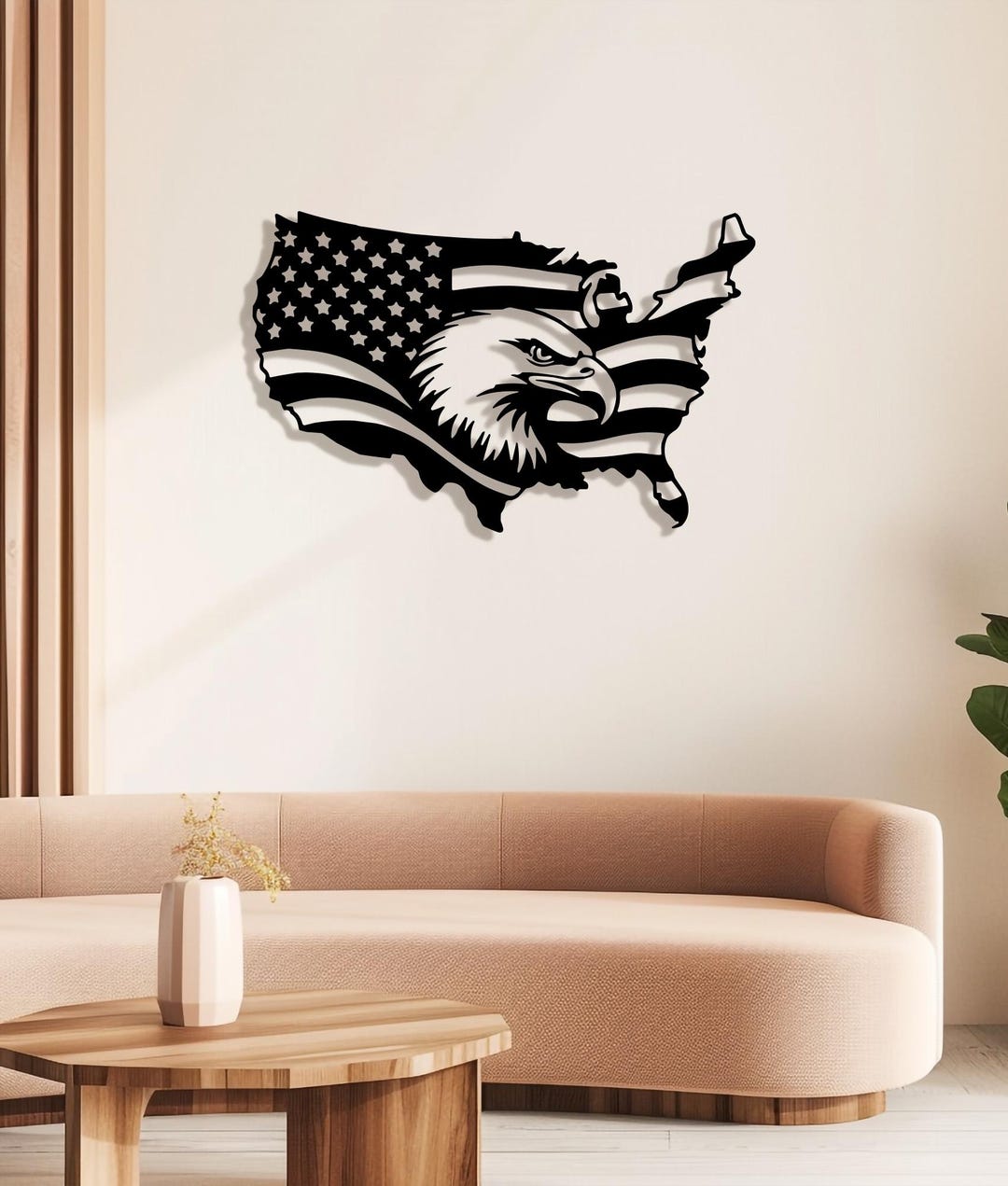 USA Map Metal Wall Art: American Flag Bald Eagle, Patriotic Decor - Etsy