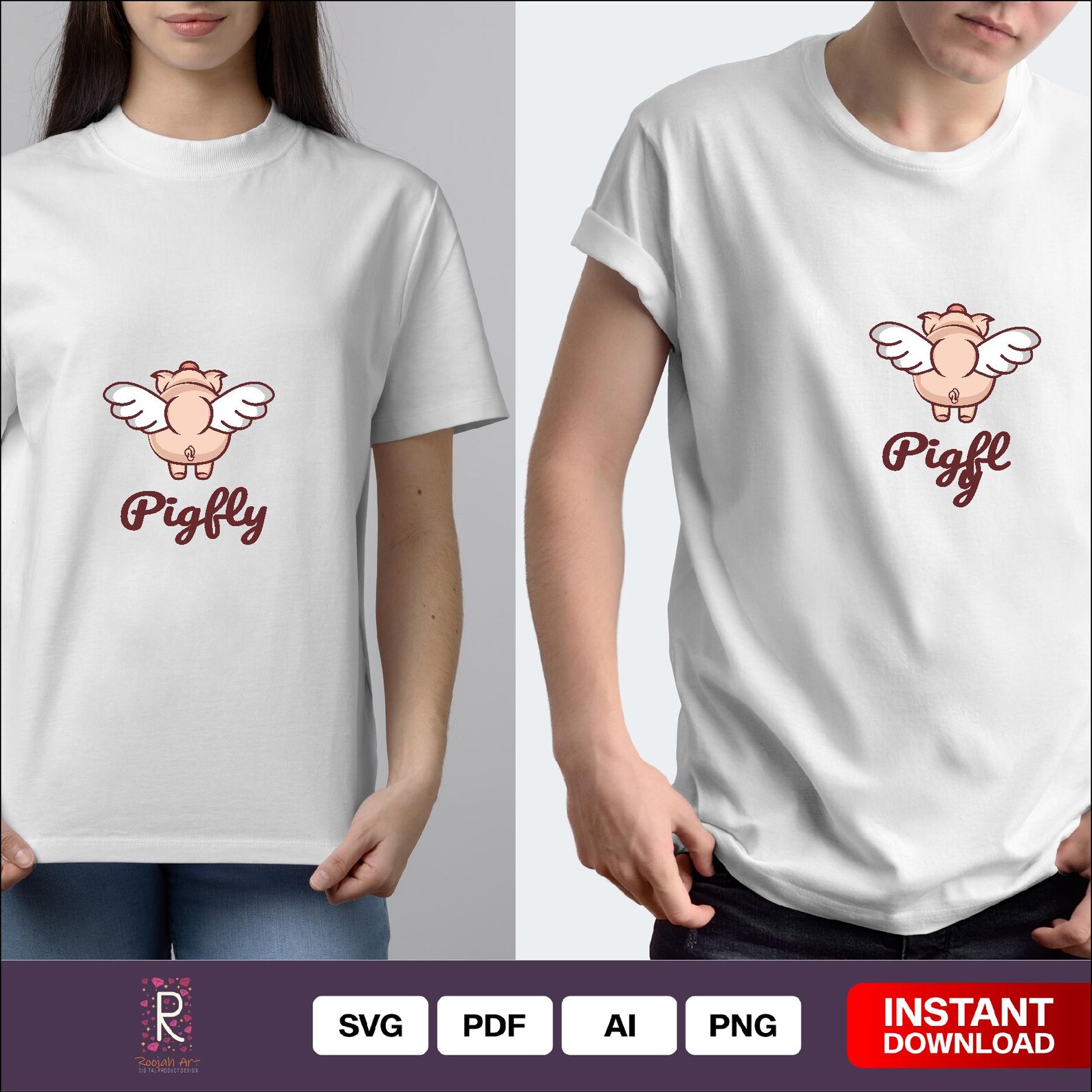 Flying Pig Design Viewed From Behind, for Prints, Posters, Stickers ...