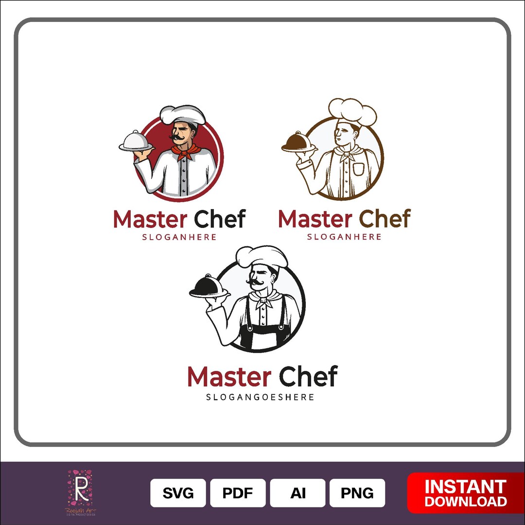 Vector Design Bundle of Chef Serving Food - Digital Artwork for Kitchen ...