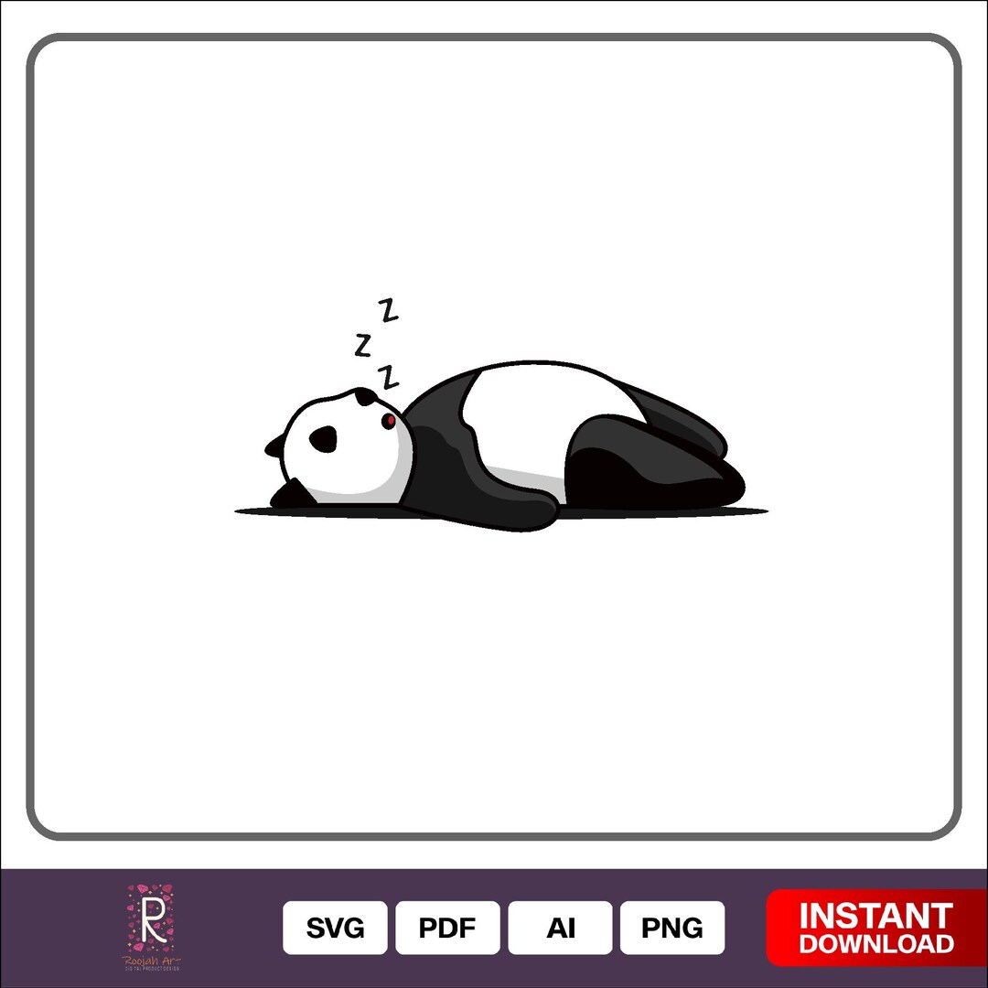 Panda Cartoon Design Sleeping on Back & Snoring - Cute Animal Art Print ...