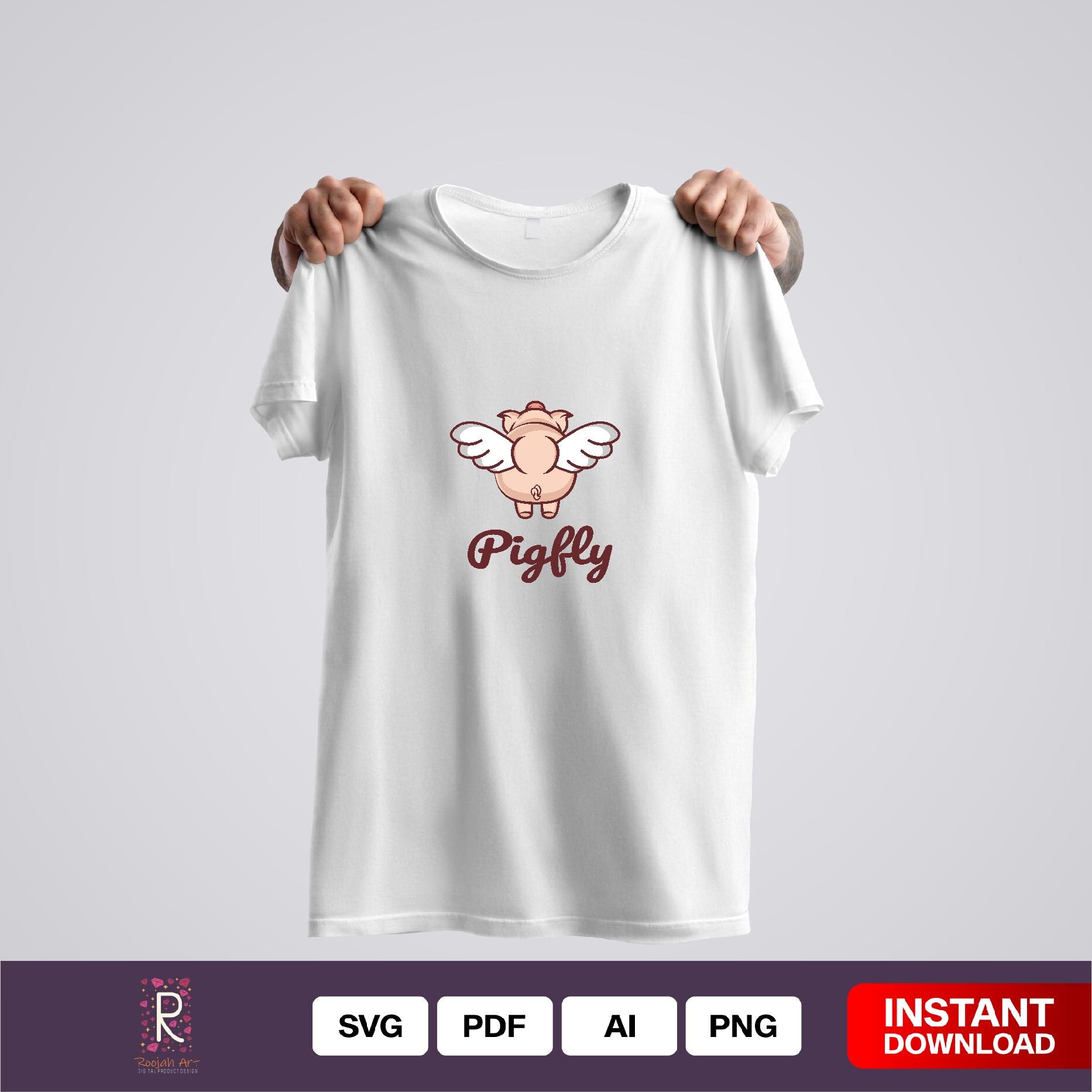 Flying Pig Design Viewed From Behind, for Prints, Posters, Stickers ...