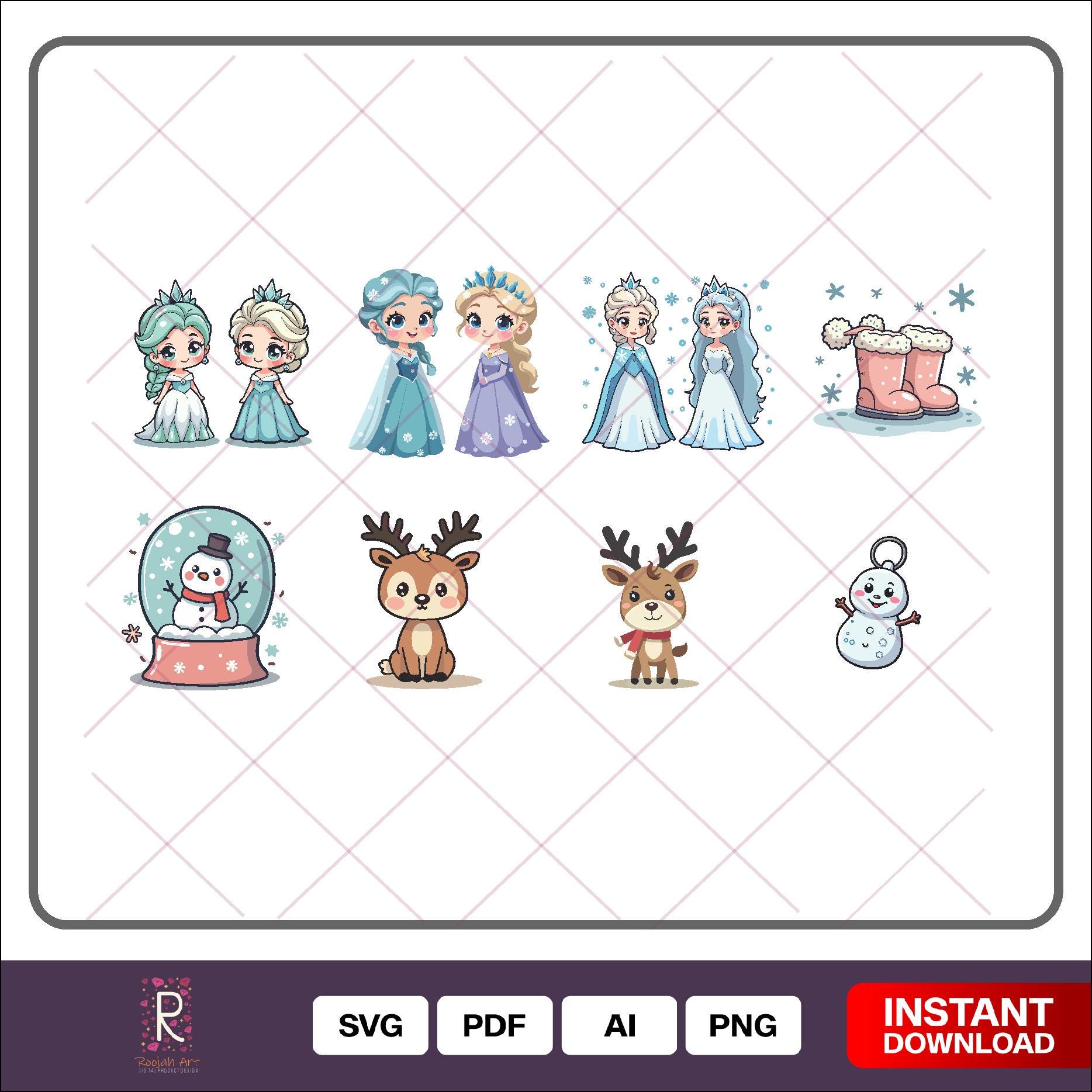 Kawaii Snow Queen PNG Bundle – Adorable Snow Queen Designs for Winter ...