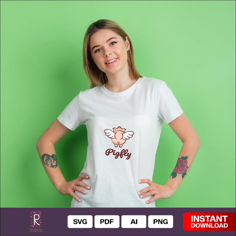 Flying Pig Design Viewed From Behind, for Prints, Posters, Stickers ...