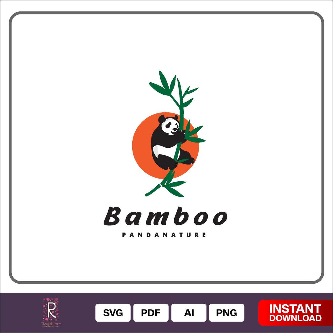 Hanging Panda Design on Bamboo Tree | Cute Cartoon Wall Art | Nursery ...