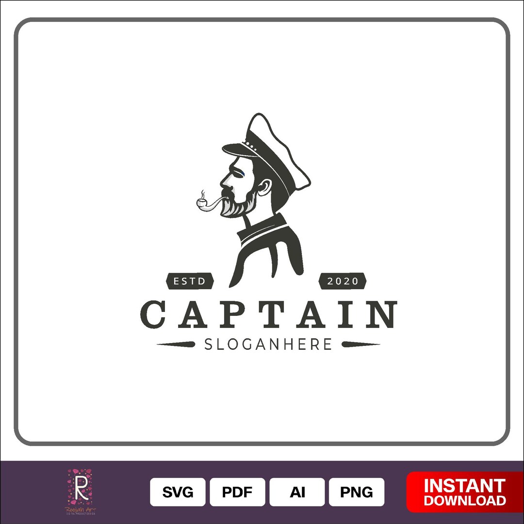 Vector Art of Captain Smoking Pipe - Vintage Nautical Design, Retro ...