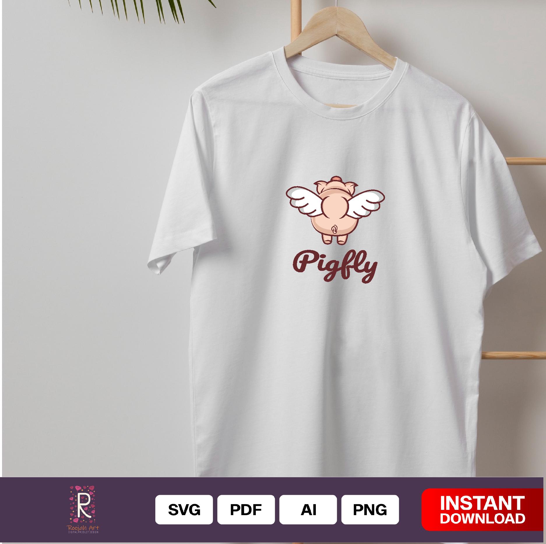 Flying Pig Design Viewed From Behind, for Prints, Posters, Stickers ...