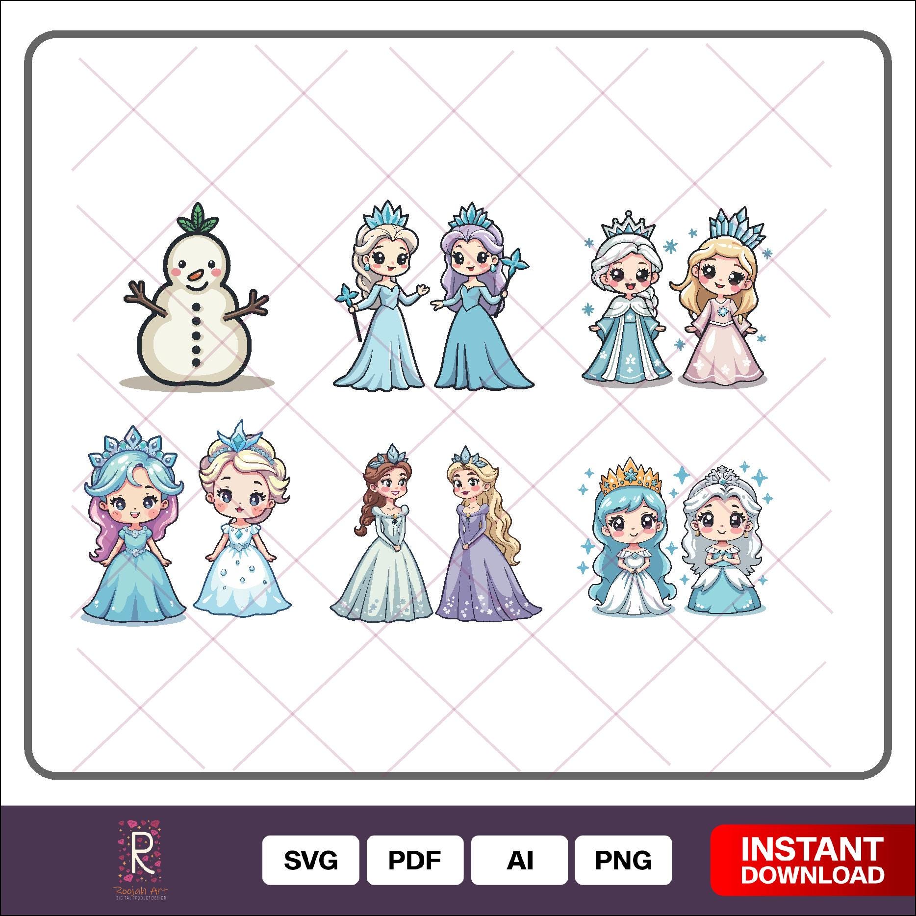 Kawaii Snow Queen PNG Bundle – Adorable Snow Queen Designs for Winter ...