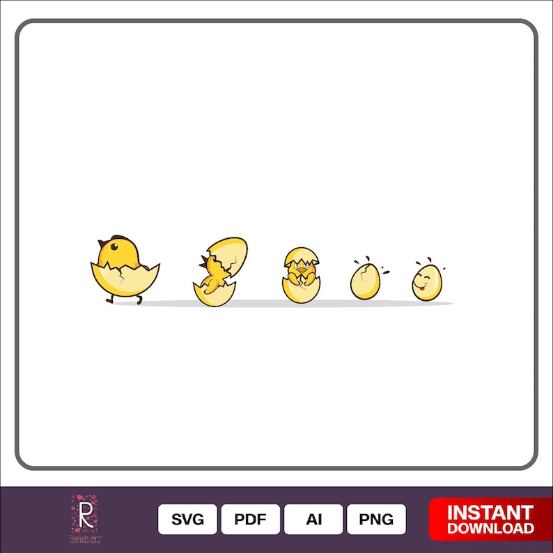 Egg to Chick Cycle - 5 Stages of Chicken Hatching, Hand-drawn Art ...