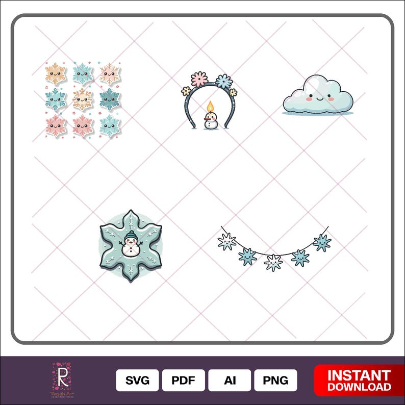 Kawaii Snow Queen PNG Bundle – Adorable Snow Queen Designs for Winter ...