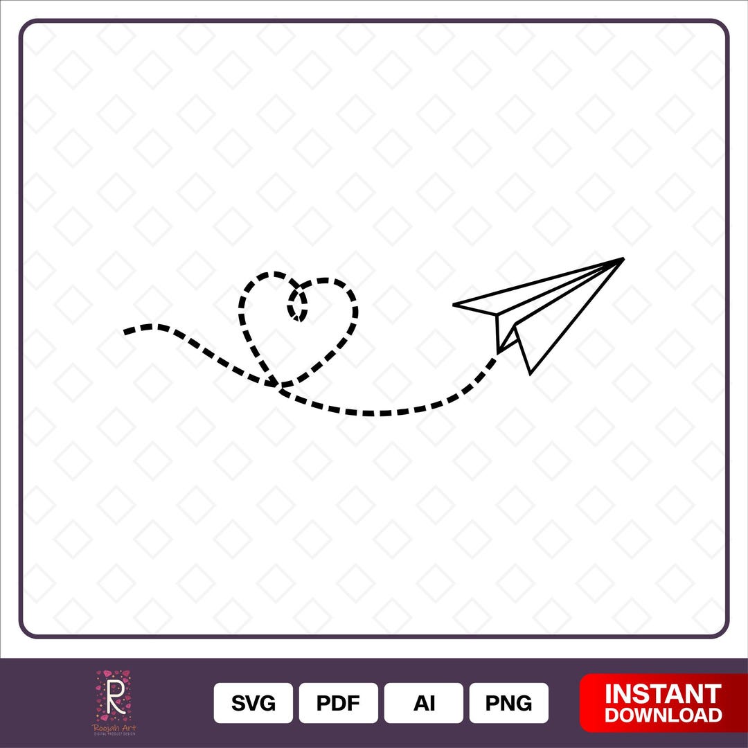Paper Airplane SVG, Flying Airplane Svg, Plane Heart Route Svg Cutting ...