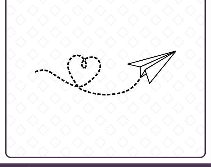 Paper Airplane SVG, Plane SVG, Plane Heart Path Svg, Flying Airplane ...