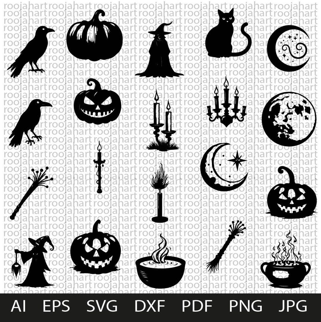Vintage Halloween Retro Bundle, Vintage Cat, Pumpkin, Candy, Trick or ...