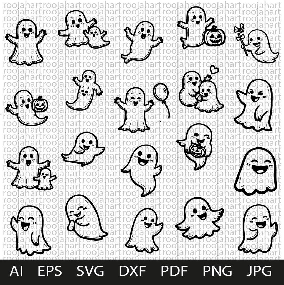 Cute Ghost Halloween SVG Bundle, Adorable Ghosts, Ghost, Cute, Kids ...